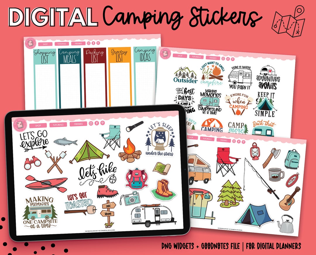 Camping Digital Stickers | Outdoor Stickers | Goodnotes Stickers | PNG ...
