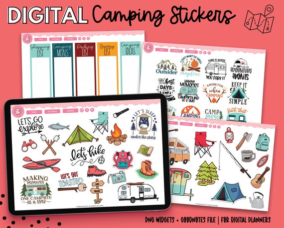 Camping Digital Stickers Outdoor Stickers Goodnotes - Etsy