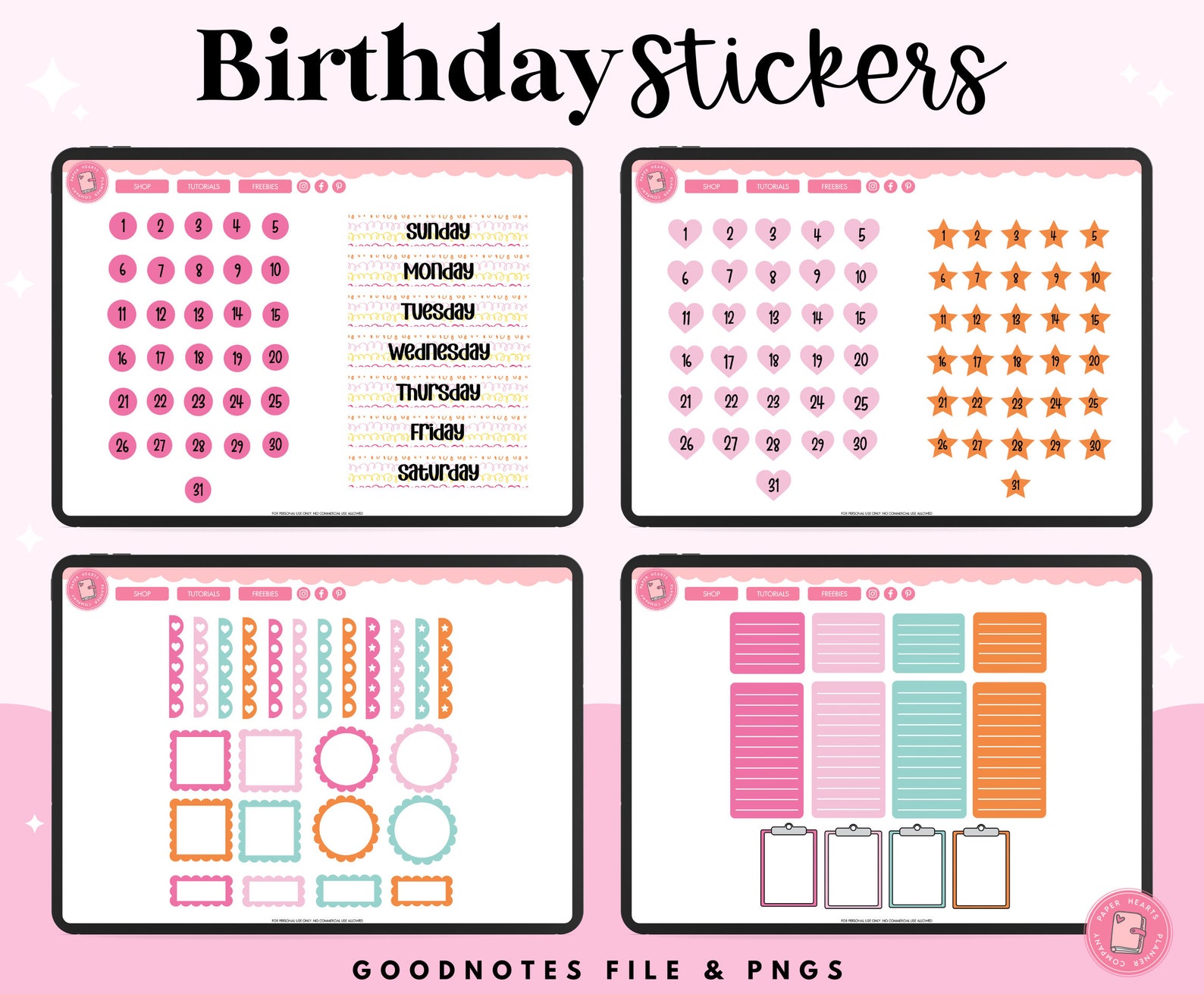Birthday Digital Stickers | Birthday Party Digital Stickers | Goodnotes ...