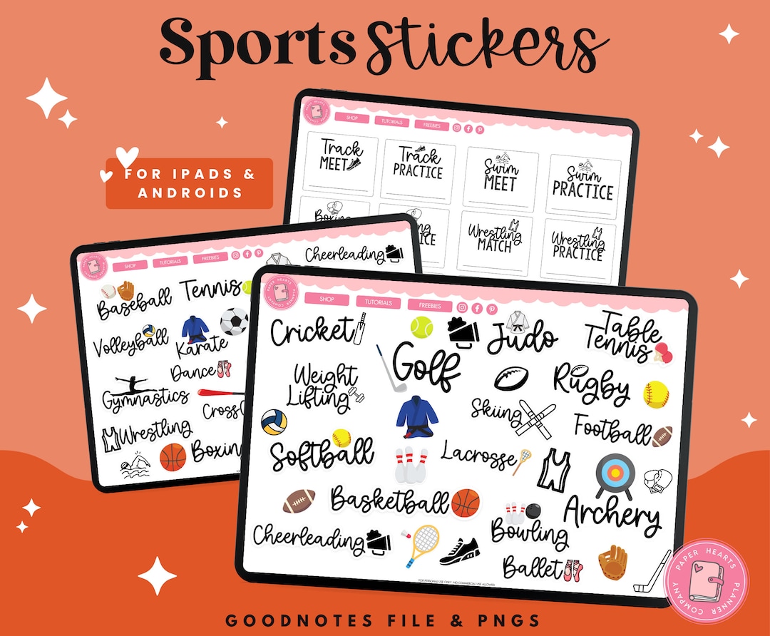 Sports Stickers Digital Stickers Goodnotes Stickers PNG Stickers - Etsy