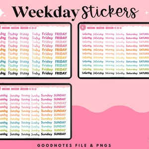 Days of Week Stickers | Digital Stickers | Digital Weekday Stickers ...