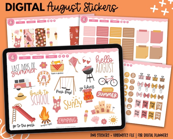 August Stickers Monthly Sticker Kit Goodnotes Stickers - Etsy