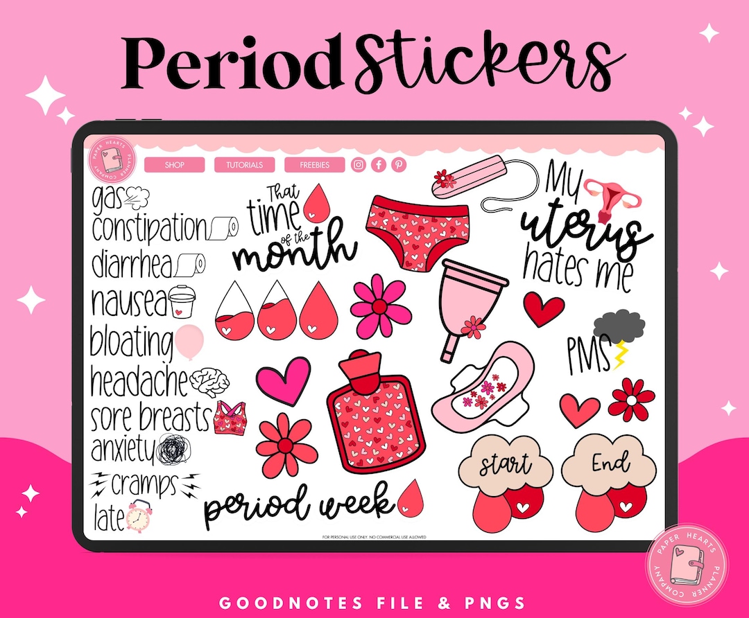 Period Stickers | Period Digital Stickers | Goodnotes Stickers | PNG ...