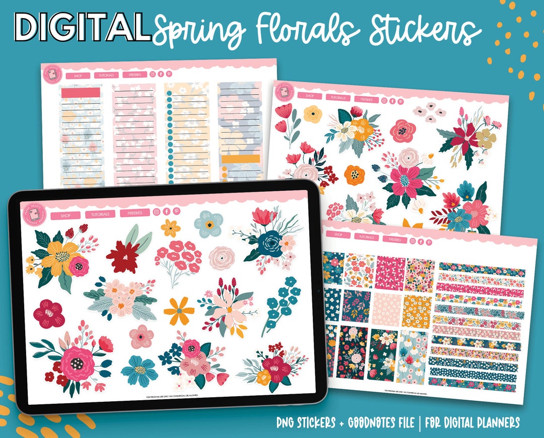 Spring Florals Digital Stickers Spring Stickers Floral Stickers ...