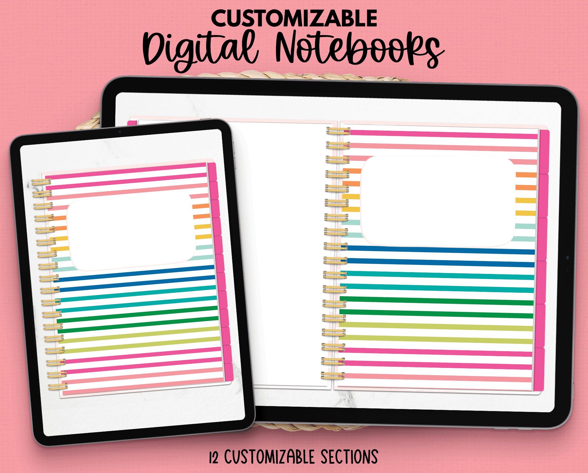 Rainbow Stripes Notebook | Digital Notebook | Digital Journal ...