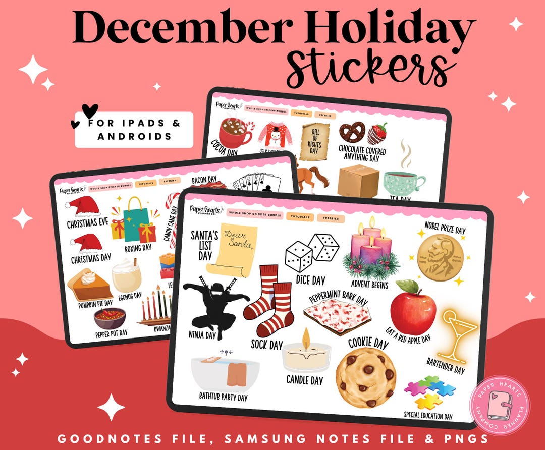 December Holidays Stickers | December Holidays | Digital Stickers ...