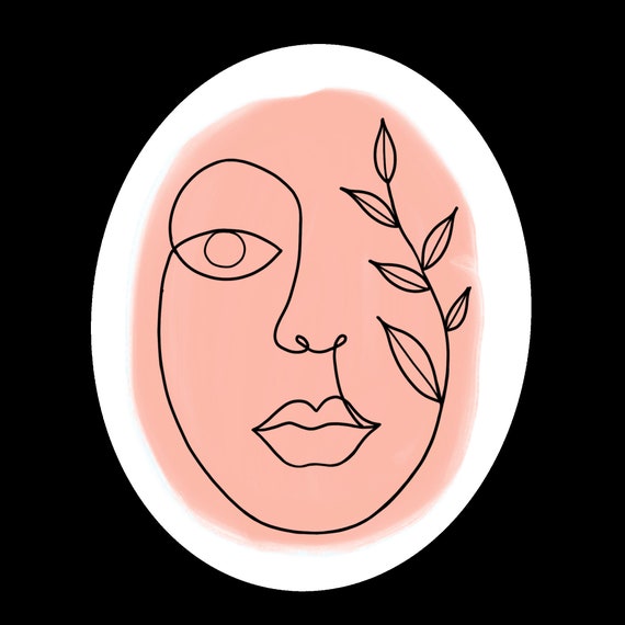 Materials Home Decor Water Bottles Decal Sticker Face Line Drawing ...
