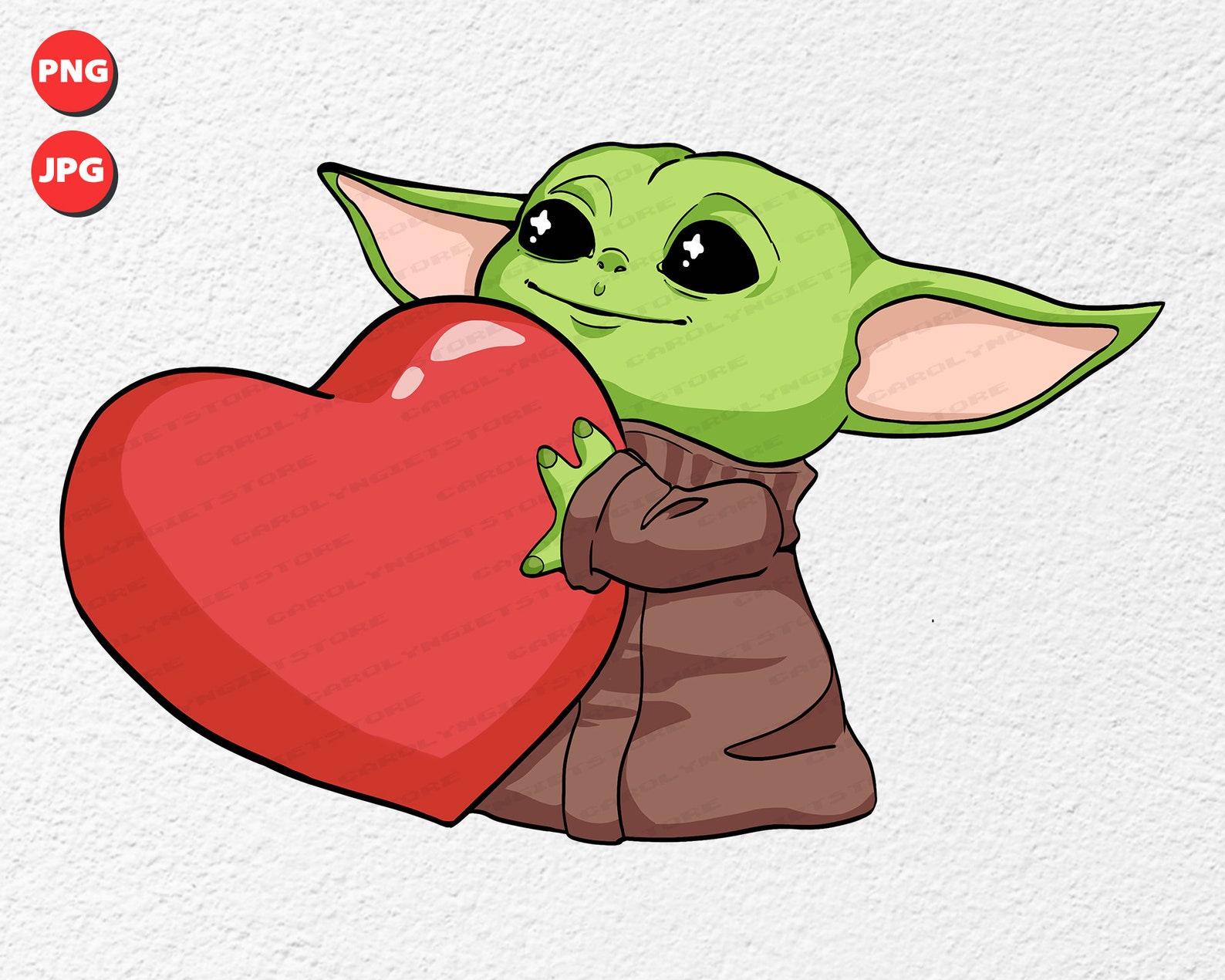 Baby Yoda With Heart PNG The Child Mandalorian Clipart Yoda | Etsy