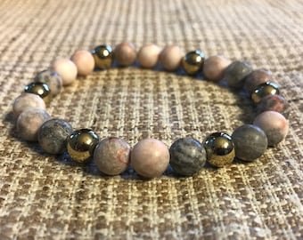 Pink Zebra JASPER Natural Stone Beaded Bracelet With Glitz - Etsy