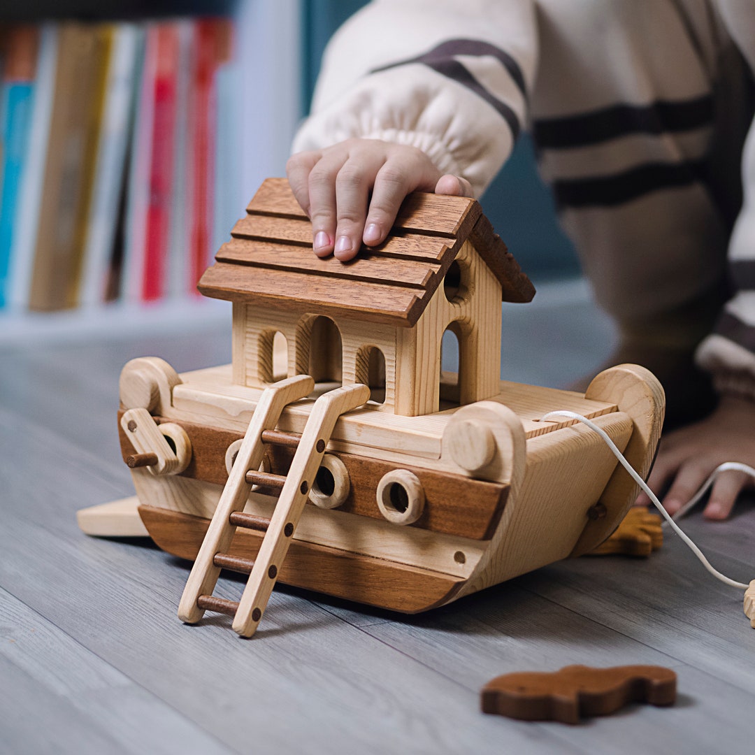 Wooden Noahs Ark Nursery Decor, Baptism Gift for Toddler Boy and Girl ...