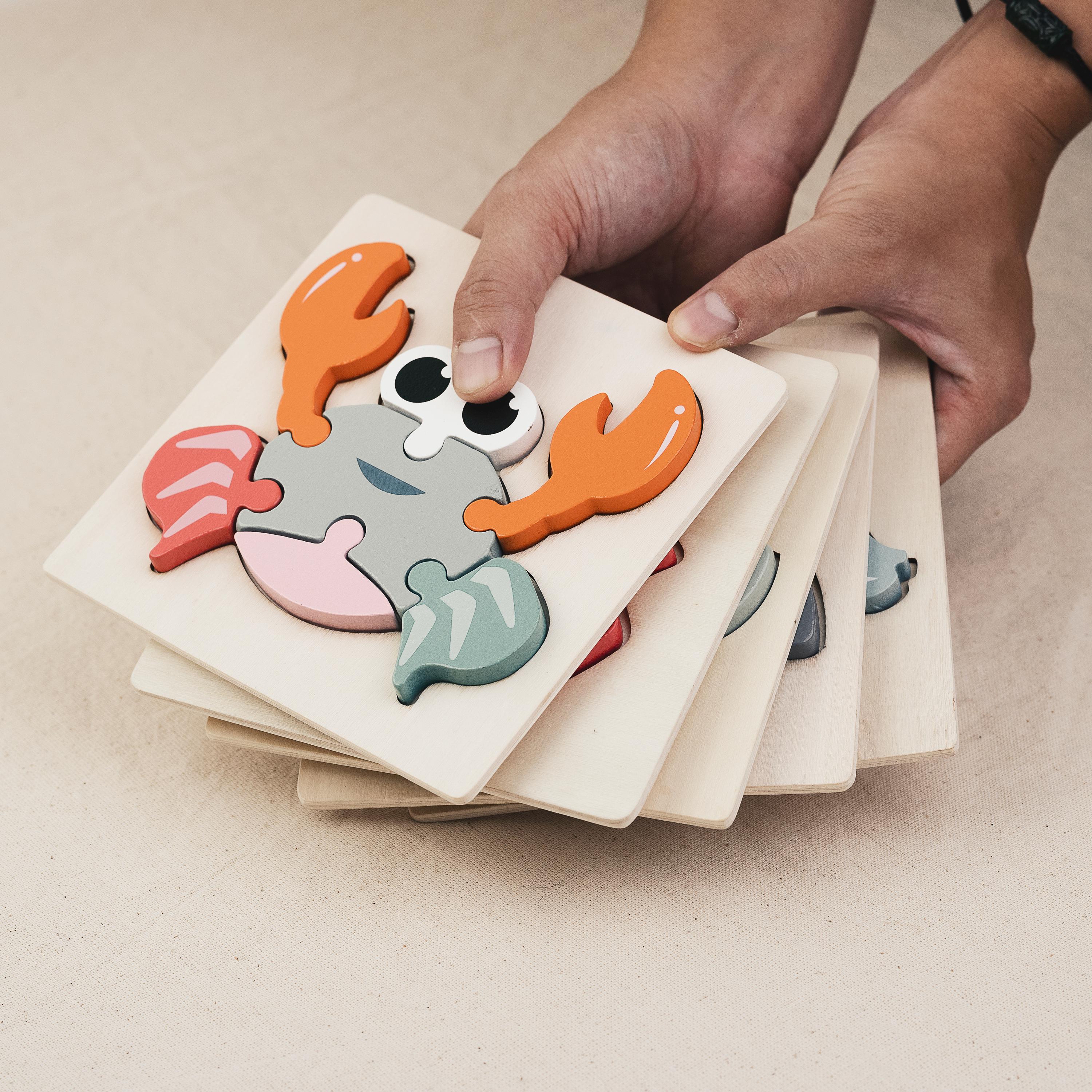 Wooden Puzzle Toy Montessori Gift | Baby Wooden Toy | Cute Crab ...