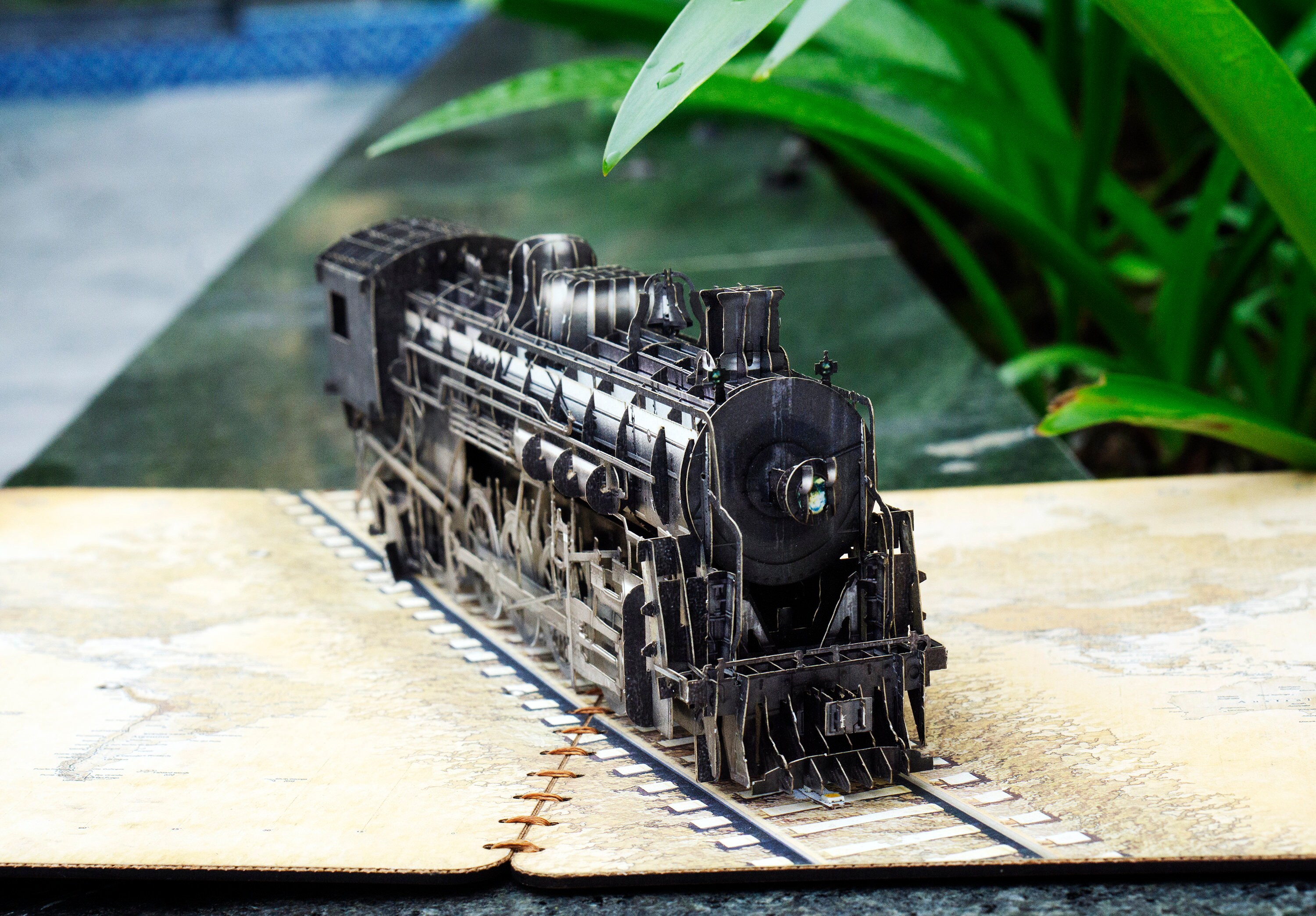 Paper Train Steam Engine Ornament 3D Model Pop up Card With Led Light ...