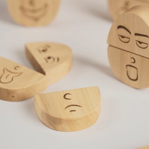 Wooden Emotion Faces Puzzle: Montessori Stacking Toy for Toddlers ...