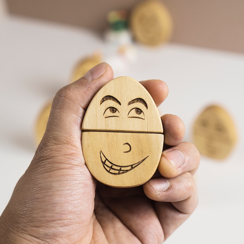 Wooden Emotion Faces Puzzle: Montessori Stacking Toy for Toddlers ...