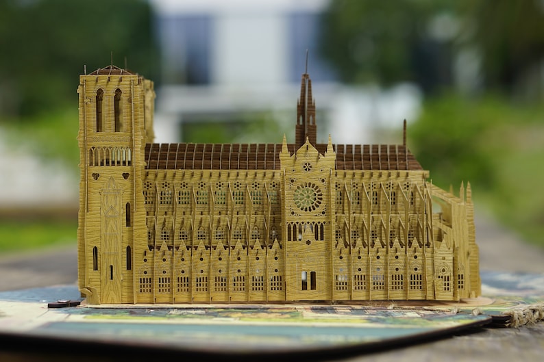 Notre Dame Cathedral Model: Lighted Wooden Pop up Card & Night Lamp - Etsy