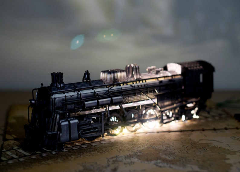 Paper Train Steam Engine Ornament 3D Model Pop up Card With Led Light ...