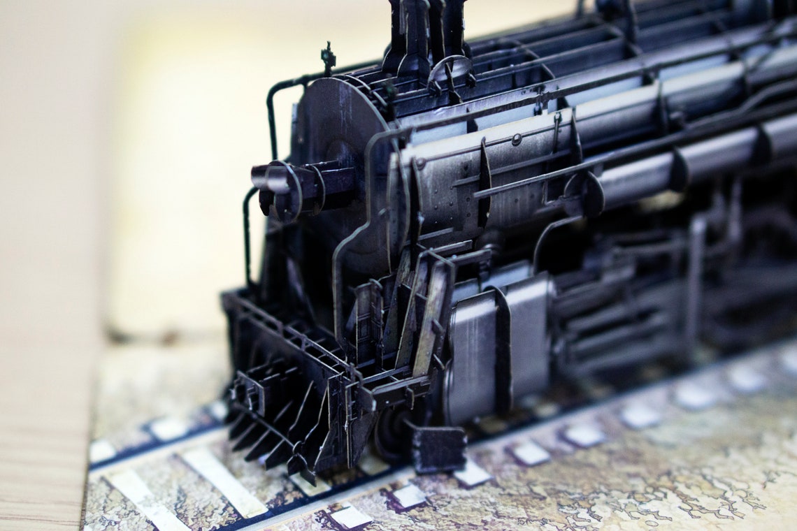 Paper Train Steam Engine Ornament 3D Model Pop up Card With - Etsy