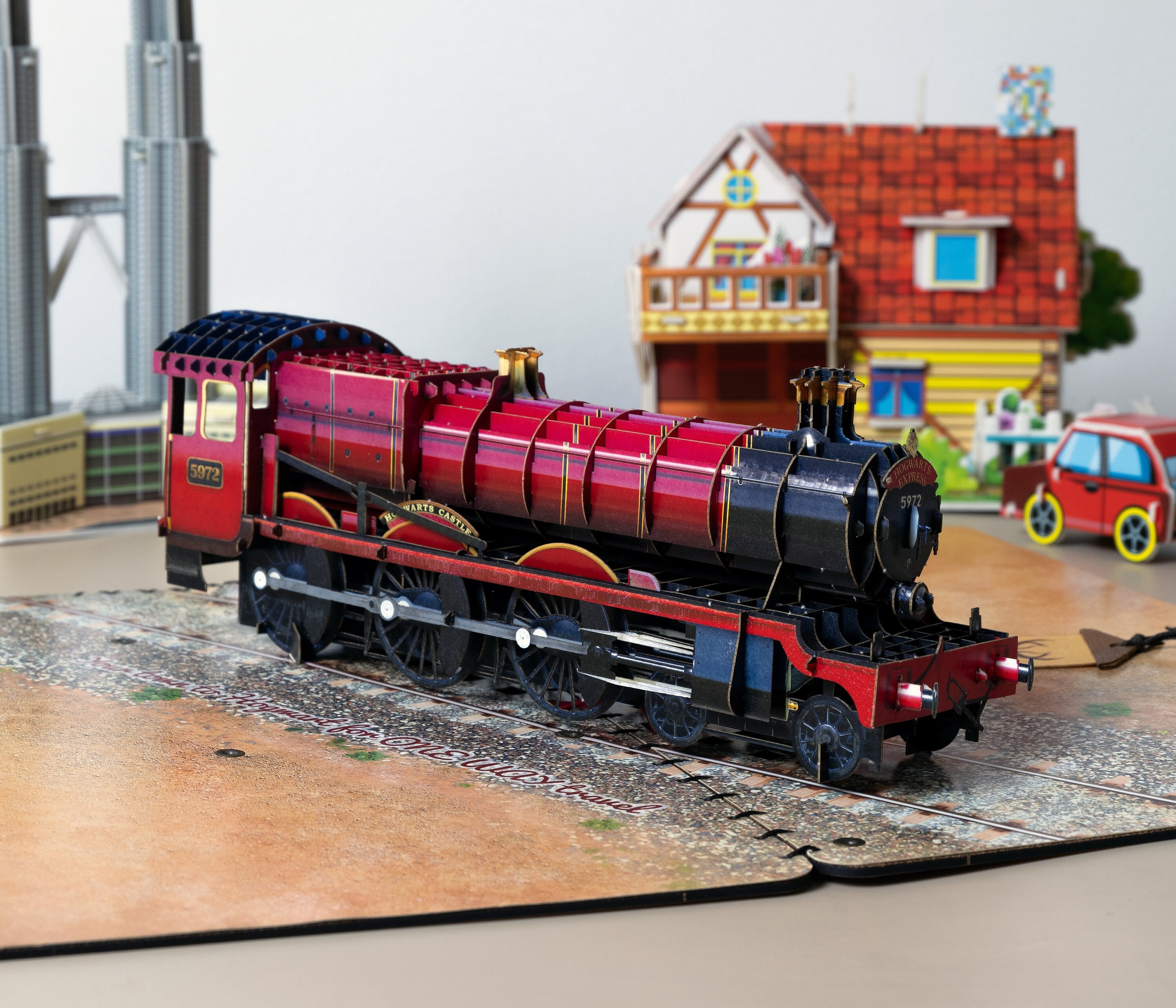 Red Locomotive Pop up Steam Engine Train With Led Light Covered by ...
