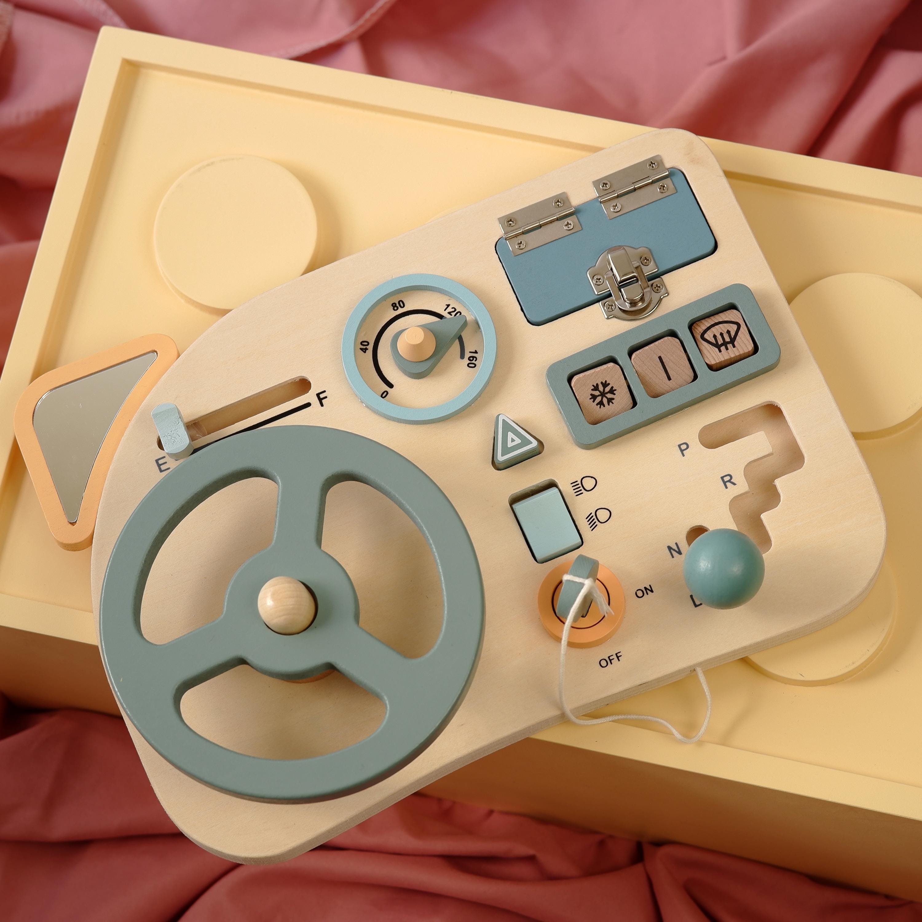Personalized Wood Busy Board With Car Steering Wheel and Dashboard ...