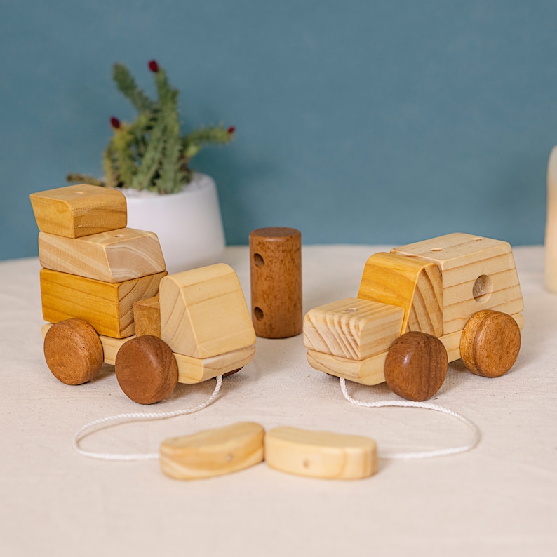 Montessori Wood Car Puzzle: Stacking Blocks Train Set - Etsy