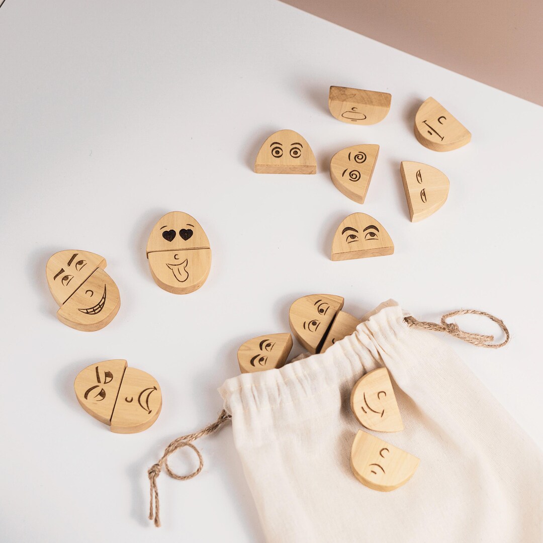 Fun Wooden Emoji Matching Game – Educational Toy for Kids - Etsy