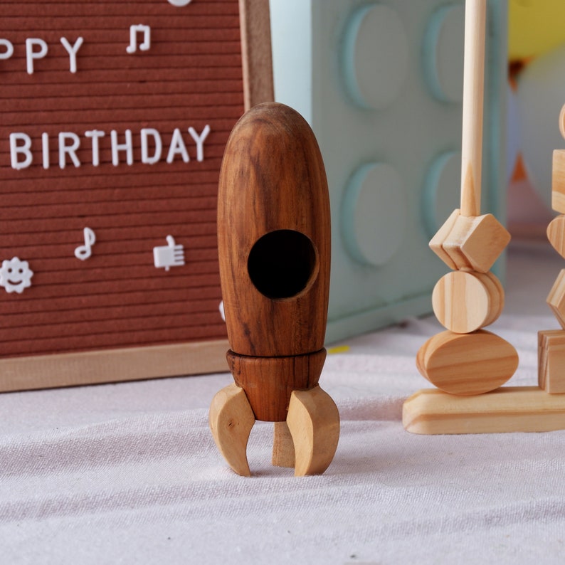 Wooden Spaceship Rocket Model Toy - Baby Boy & Toddler Gifts, Nursery ...