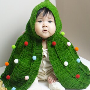Baby Crochet Christmas Tree Hooded Cloak, Cape Costume - Great Gift ...