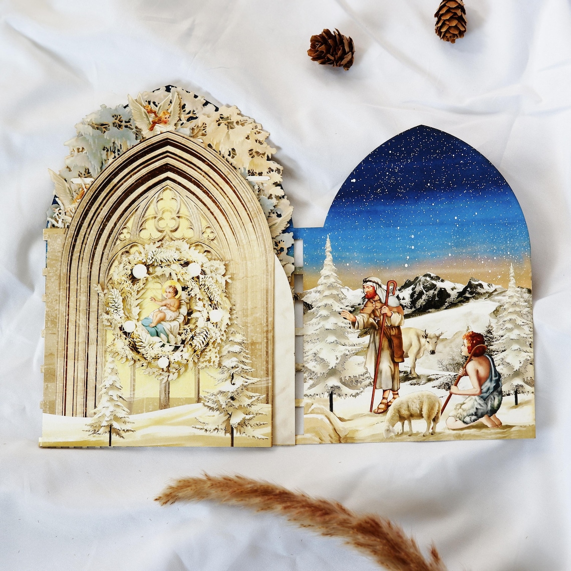 Unique 3D Nativity Scene Pop-up Greeting Card | Christmas Scene ...