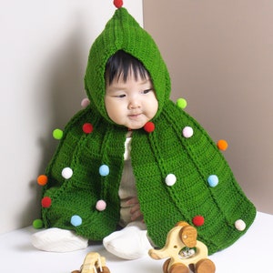 Baby Crochet Christmas Tree Hooded Cloak, Cape Costume - Great Gift ...