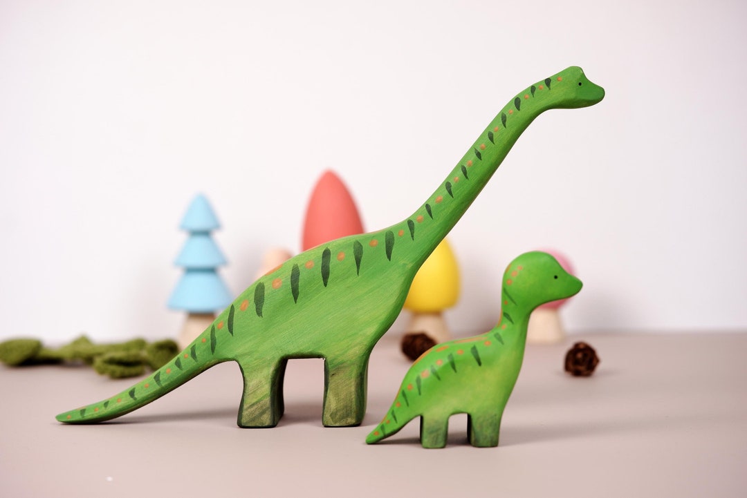 Apatosaurus Figurines- Wooden Dinosaur Toys, Montessori Prehistoric ...