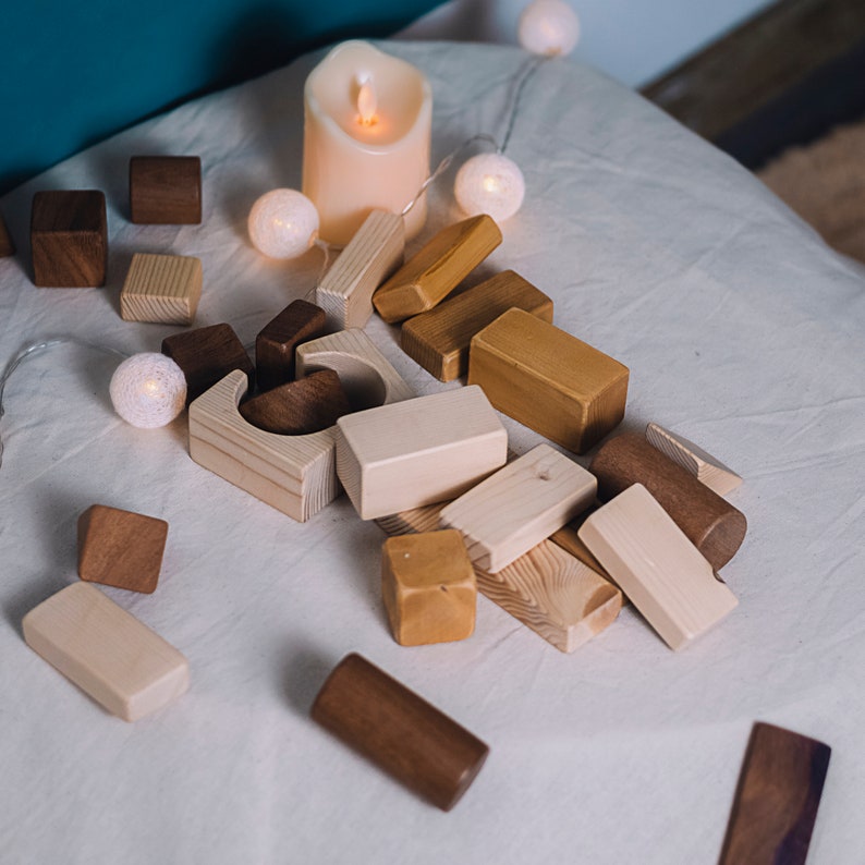 Montessori Wooden Blocks Set: Natural STEM Toys, 2nd Birthday Gift - Etsy