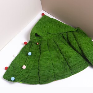 Baby Crochet Christmas Tree Hooded Cloak, Cape Costume - Great Gift ...