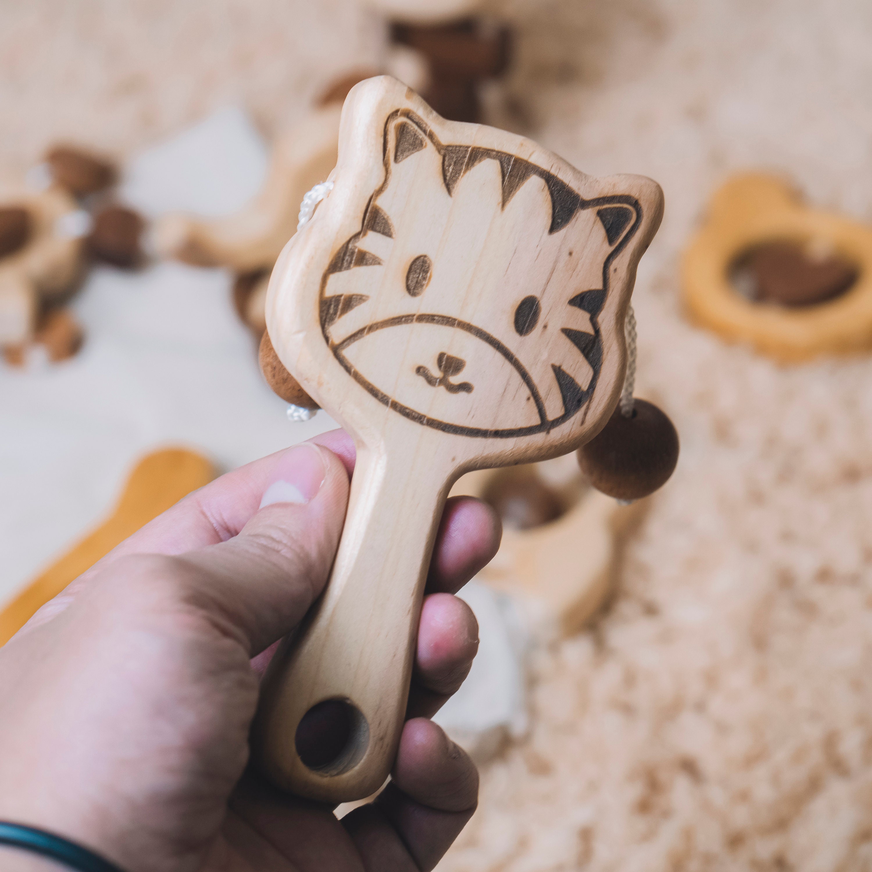 Wooden Baby Rattle Animals Sensory Toys, Baby Play Gym, Newborn 1 Year ...