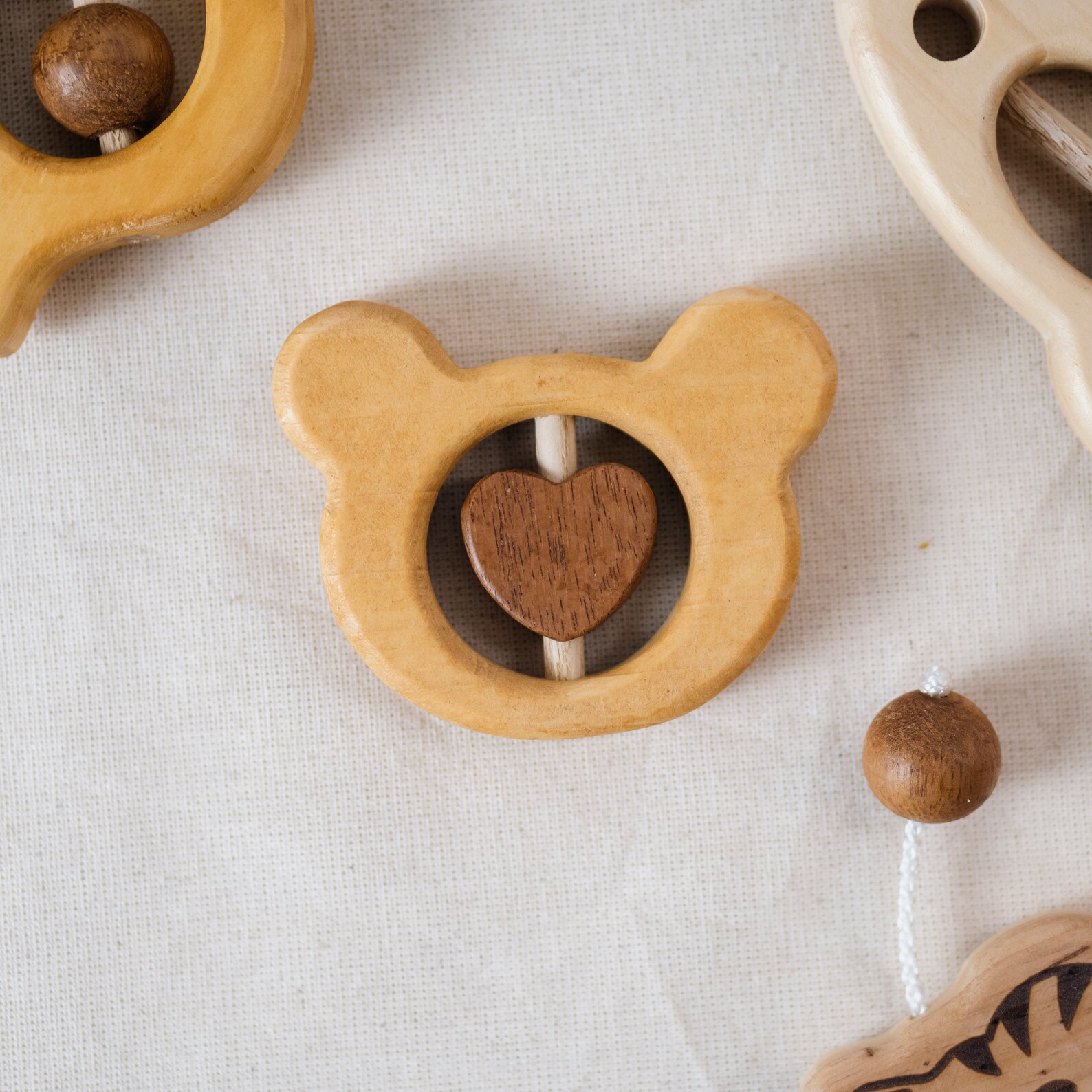 Wooden Baby Rattle Animals Sensory Toys, Baby Play Gym, Newborn 1 Year ...