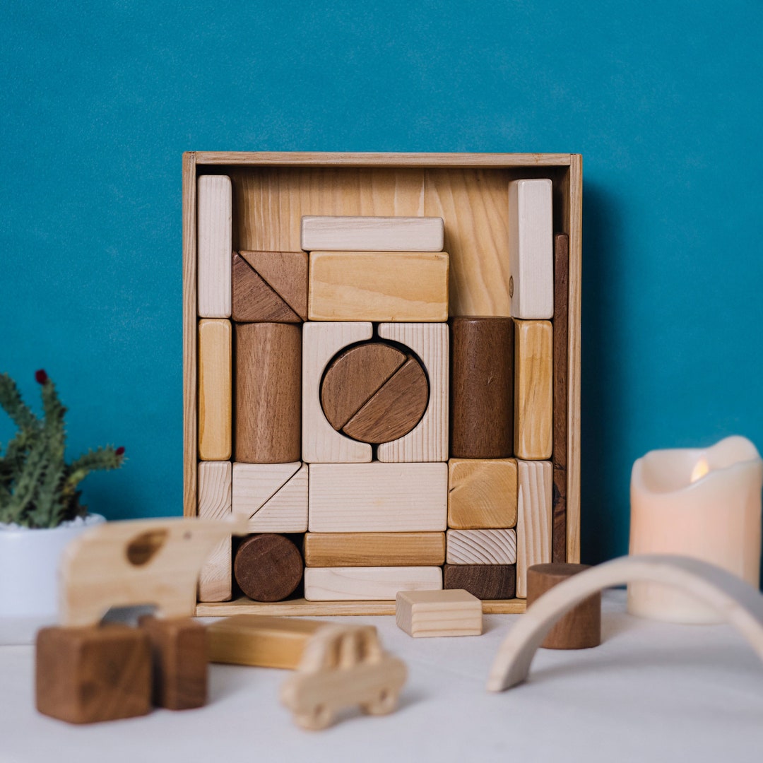 Wooden Building Blocks Toddler Stacking Toys Montessori Materials, Baby ...