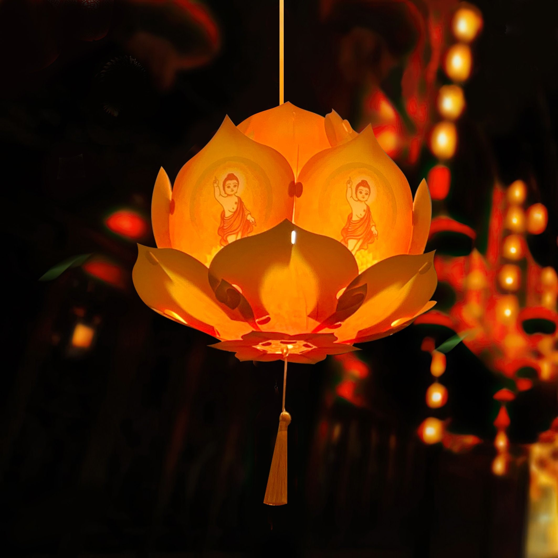 DIY Hanging Lotus Lantern Puzzle Kit, Porch Decoration, Zen Lotus ...
