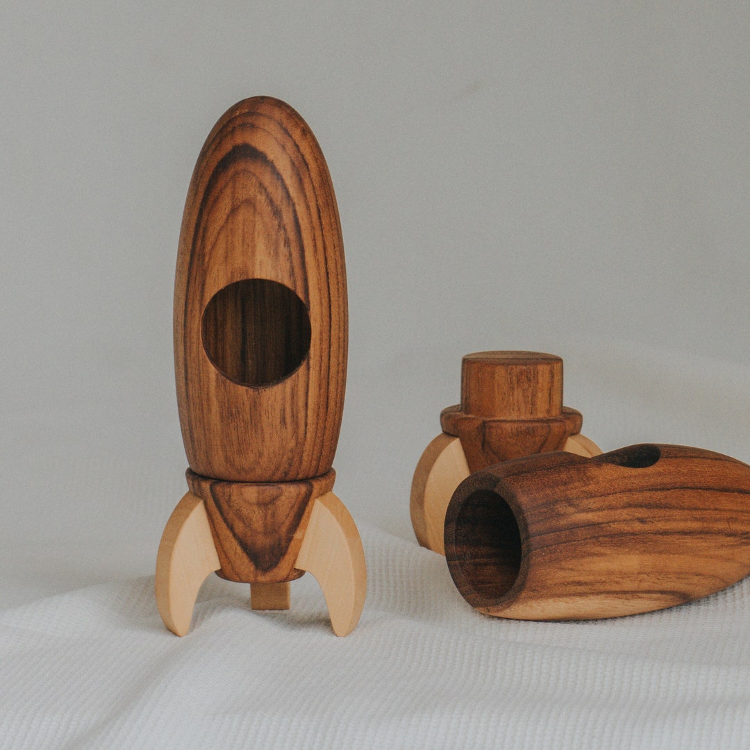 Wooden Spaceship Rocket Model Toy - Baby Boy & Toddler Gifts, Nursery ...