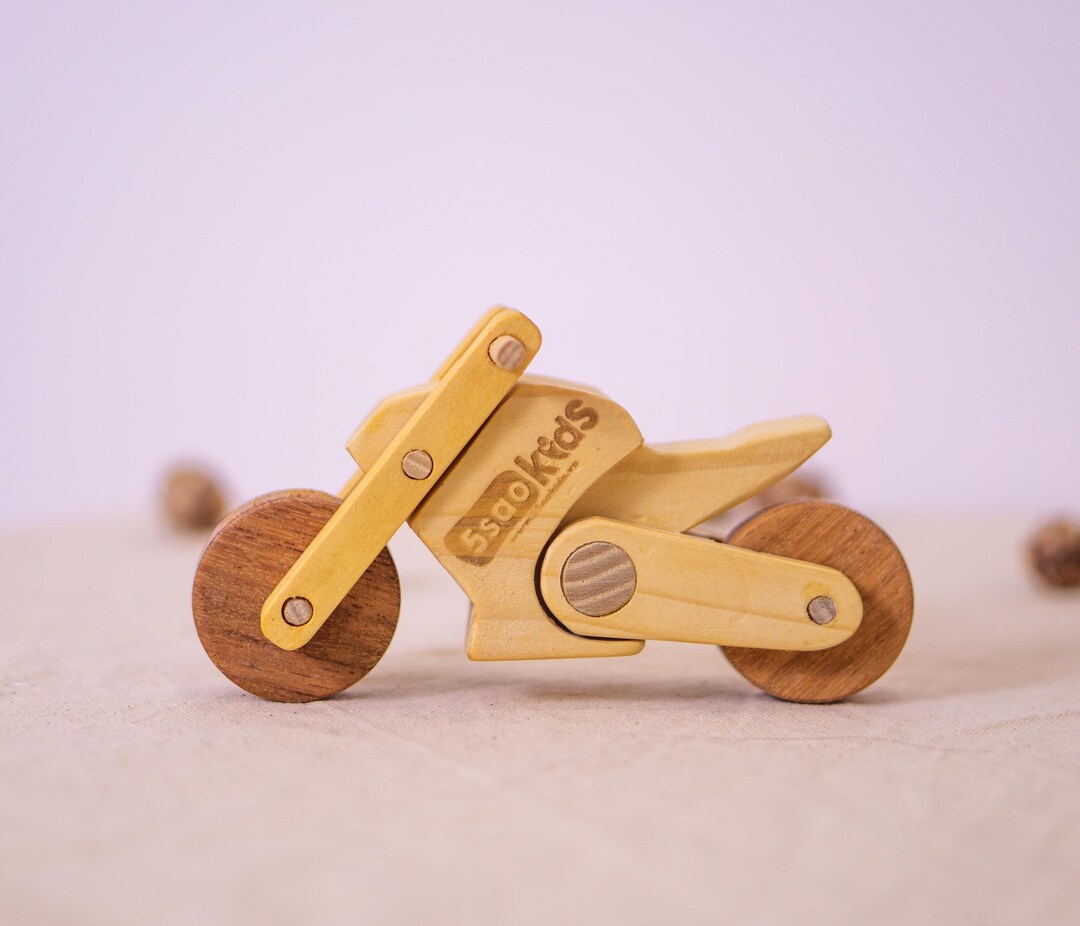 Sportbike Motorcycle Wooden Toy With Moving Wheels - Perfect Gift for ...
