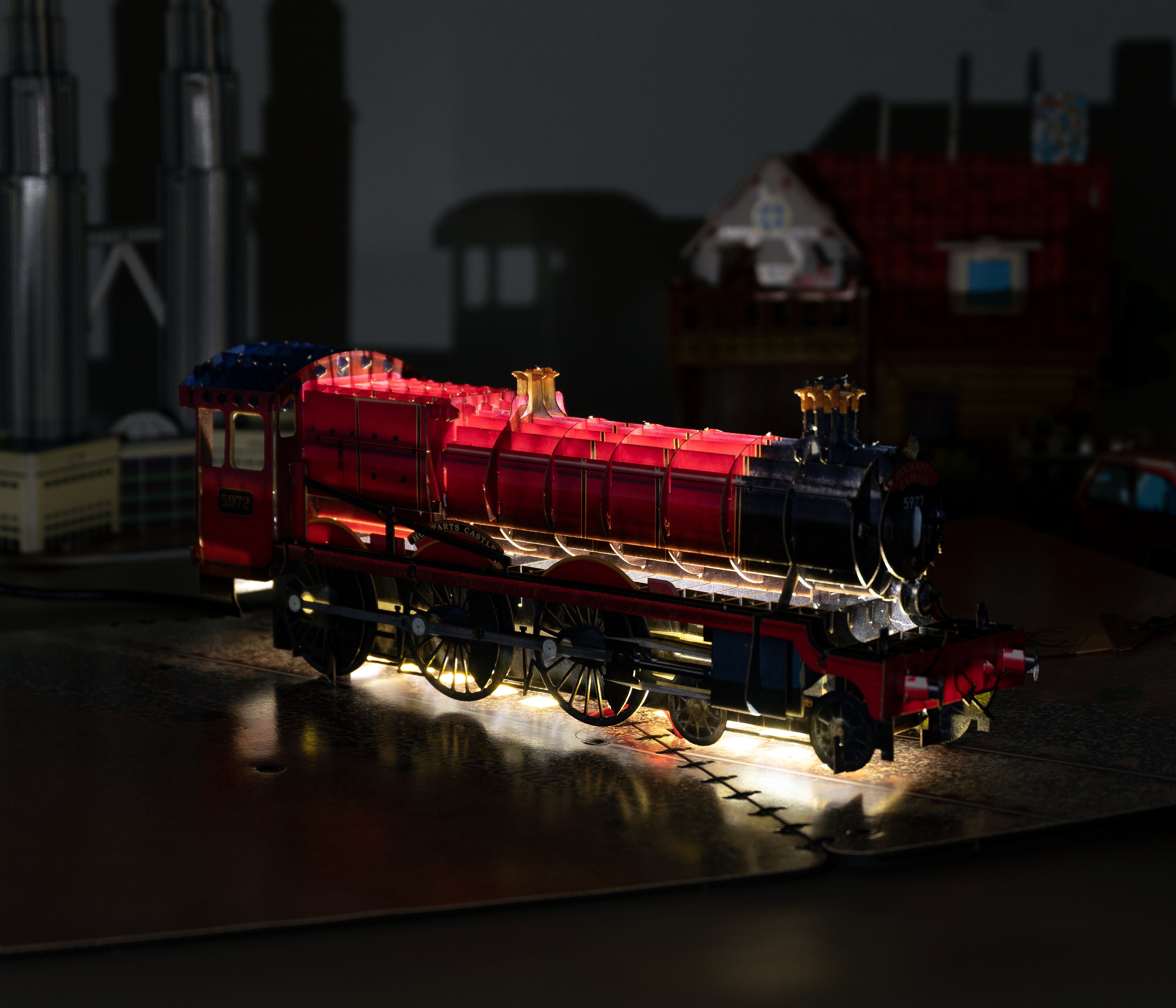 Red Steam Engine Train Pop up Card – Hogwarts Inspired, LED Light - Etsy