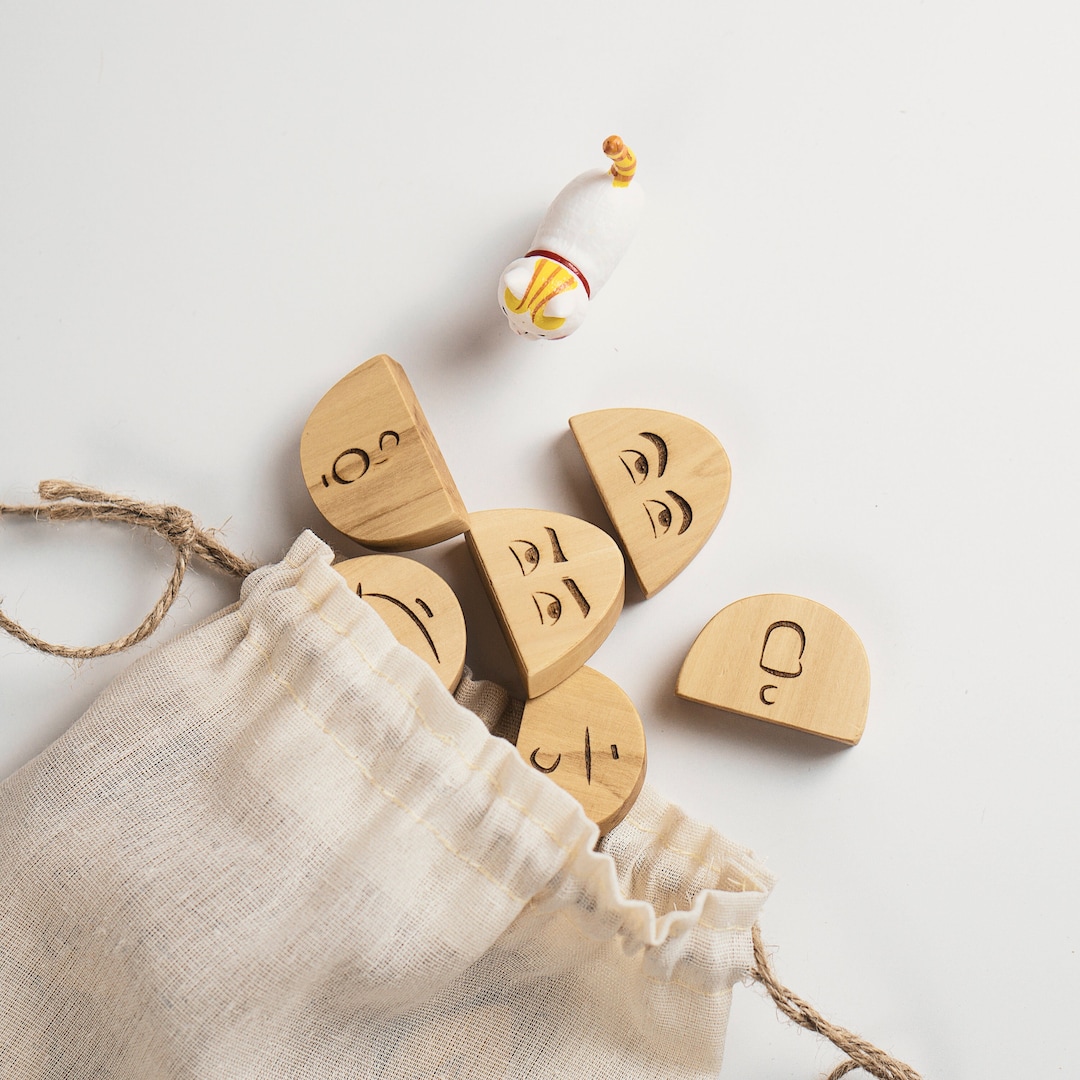 Wooden Emotion Faces Puzzle: Montessori Stacking Toy for Toddlers ...