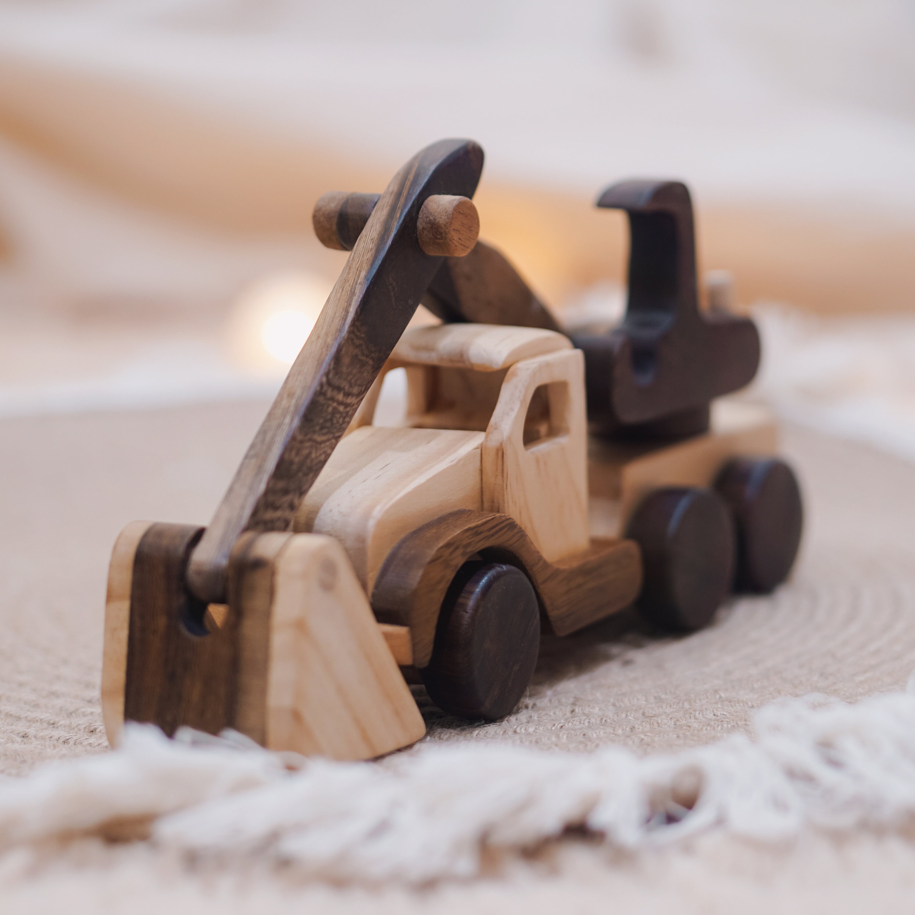 Wooden Excavator, Digger Educational Toys for Kids 3-6 Years Old ...