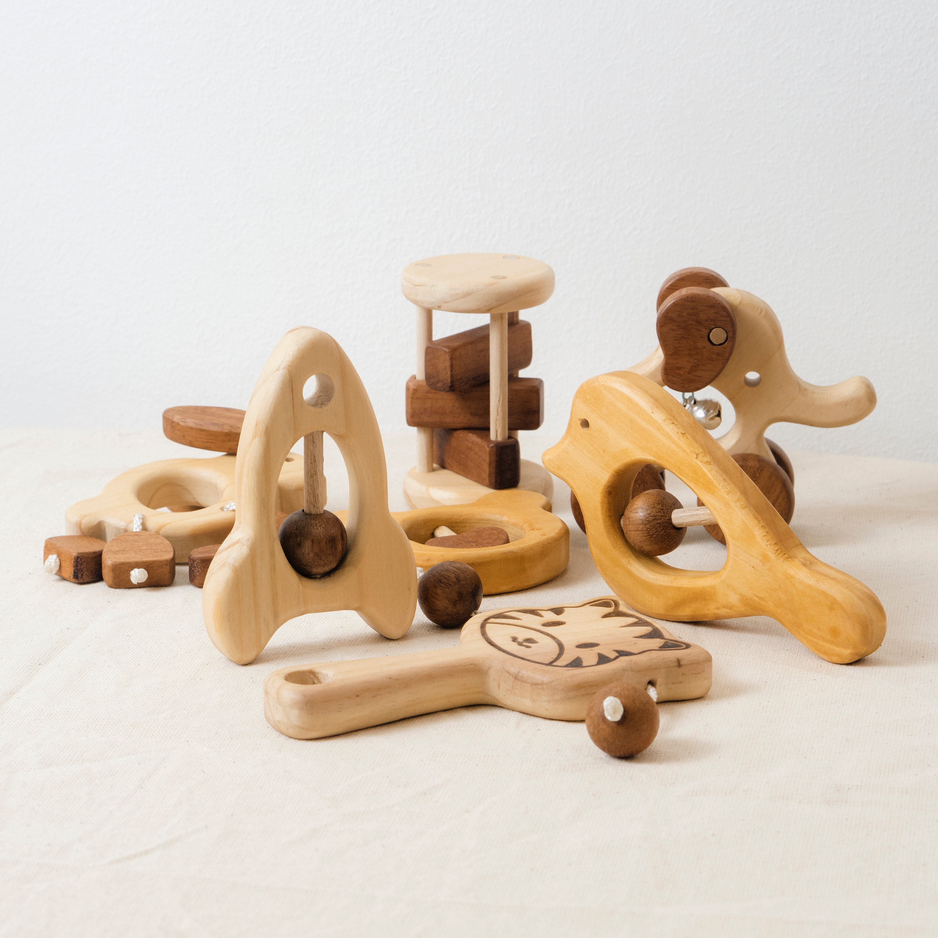 Wooden Baby Rattle Animals Sensory Toys, Baby Play Gym, Newborn 1 Year ...