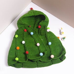 Baby Crochet Christmas Tree Hooded Cloak, Cape Costume - Great Gift ...