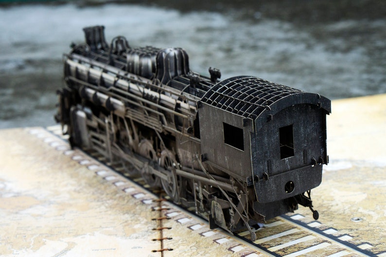 Paper Train Steam Engine Ornament 3D Model Pop up Card With Led Light ...