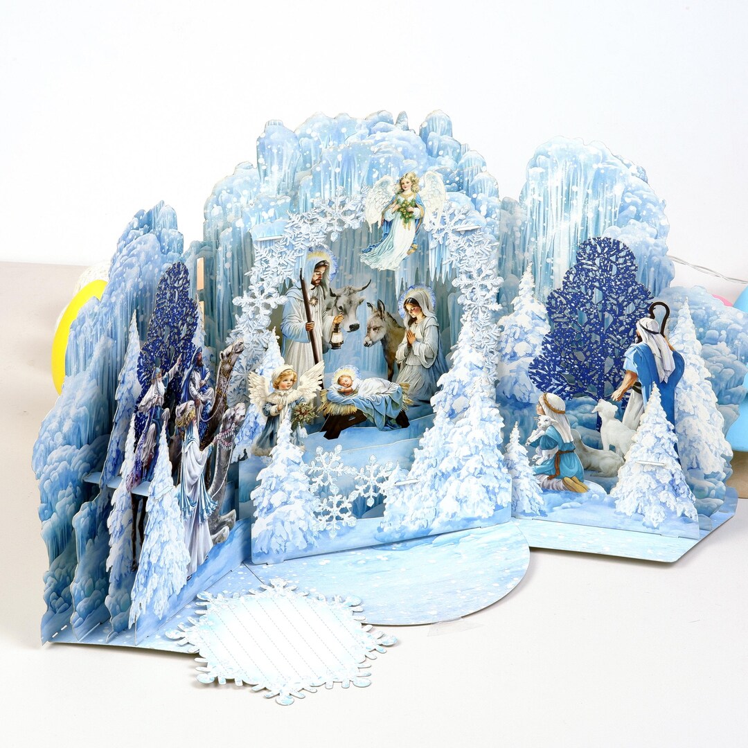 Beautiful Nativity Scene 3D Pop up Greeting Card, Standing Christmas ...