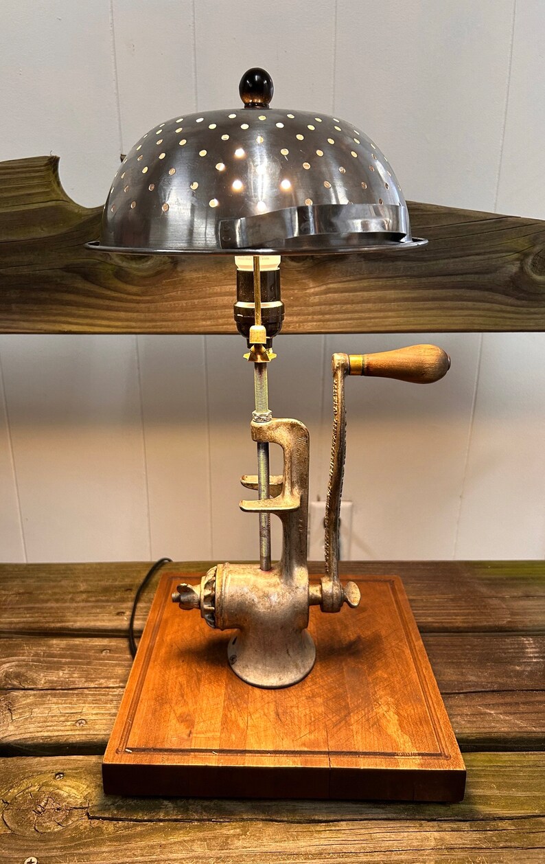 Meat Grinder Lamp Handmade, Unique Lamp, Kitchen Lamp, Statement Lamp ...