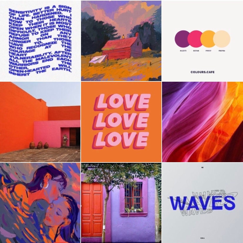 Kit de collage moderno colores complementarios naranja | Etsy