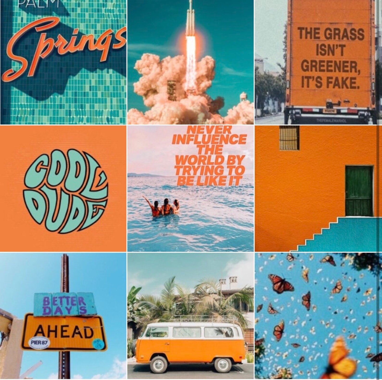 Aesthetic wall collage kit orange and blue kit Palm Springs | Etsy