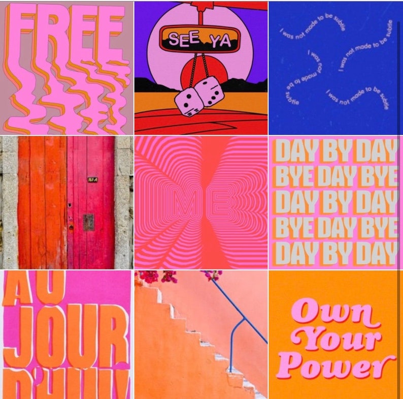 Kit de collage moderno colores complementarios naranja | Etsy