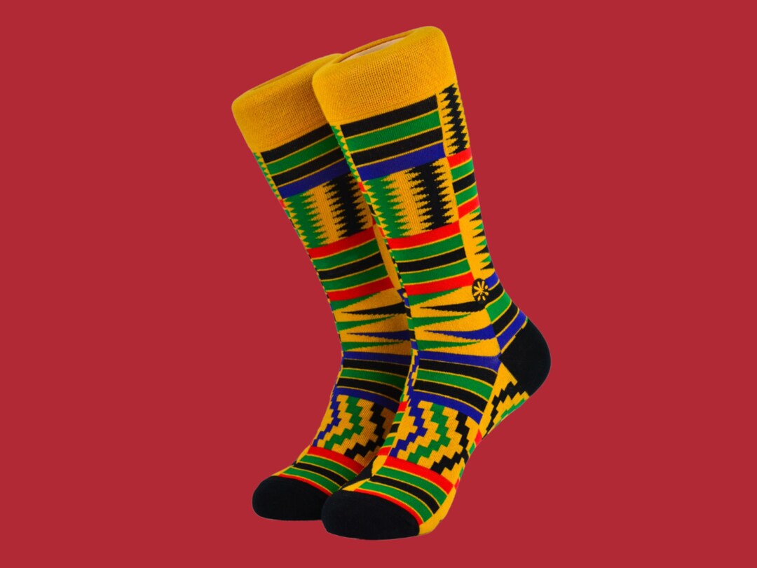 Yellow/gold Kente Print Socks NEW Egyptian Cotton Colorful Designer ...